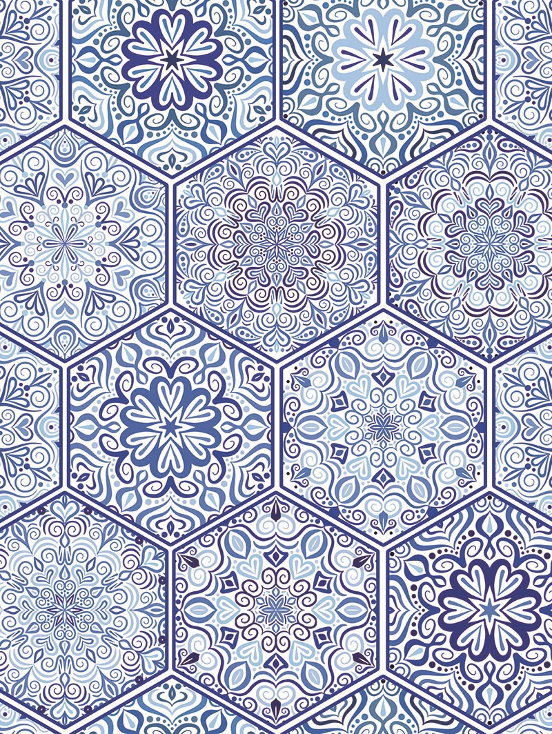 Moroccan Tile Blue Roller Blind