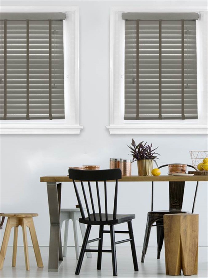 Monsoon 50mm Woodgrain Faux Wood Venetian Blind With Gunmetal Tapes